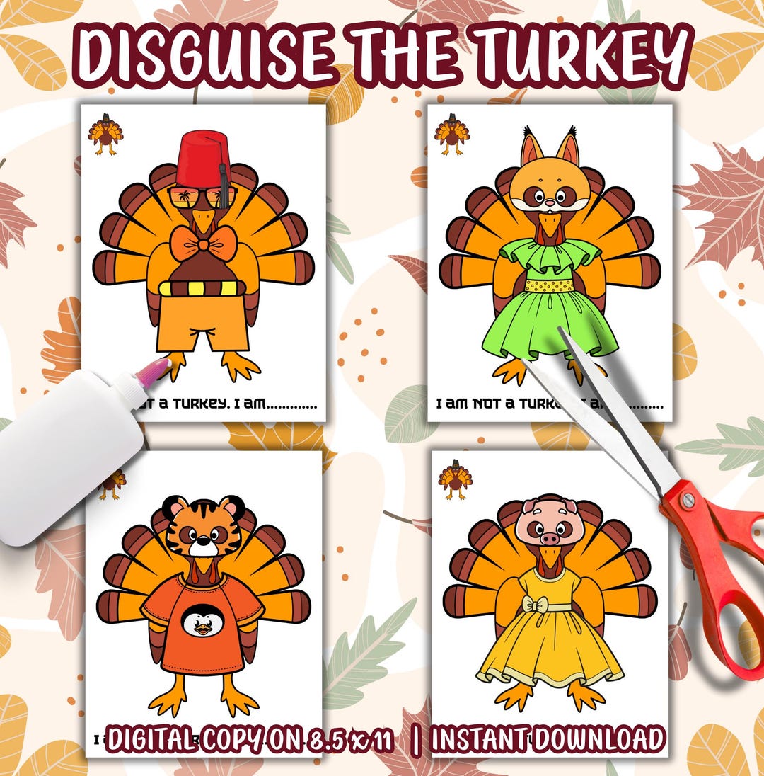 Disguise a Turkey Printable Activity, Fun Thanksgiving Kids Craft, DIY ...