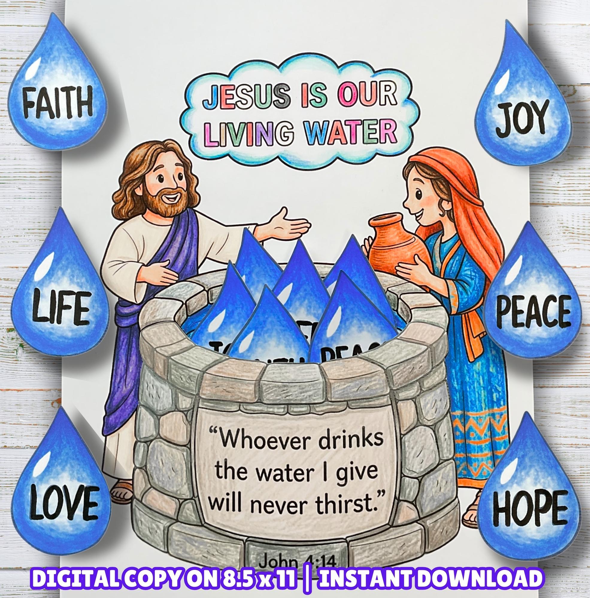 Jesus is Living Water Bible Craft for Kids Church Activity Sunday ...