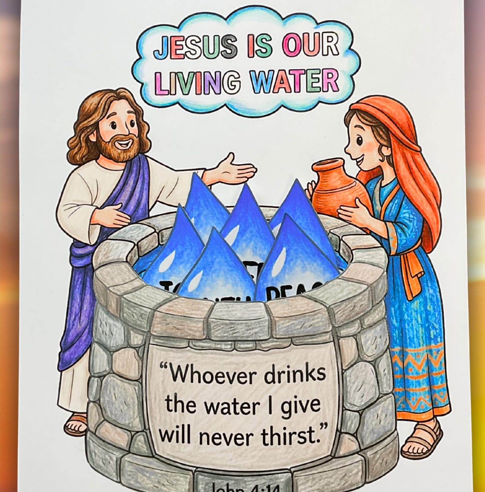Jesus is Living Water Bible Craft for Kids Church Activity Sunday ...
