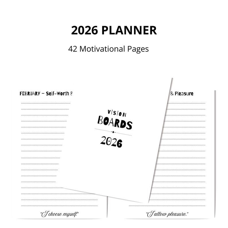 2026 Yearly Planner, Vision Board, Monthly Journal (printable PDF A4 ...