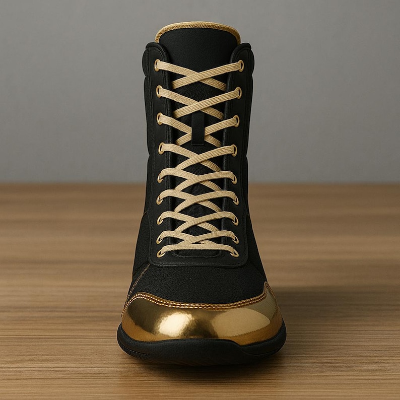 Premium Black and Gold High Top Boxing Shoes for Men Lightweight ...