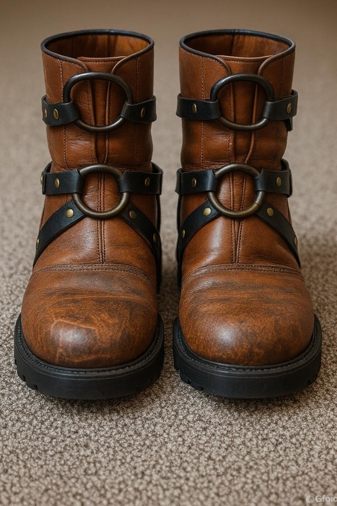 Men's Vintage FRYE HARNESS Boots Motorcycle Biker Boots ANTIQUED Gaucho ...