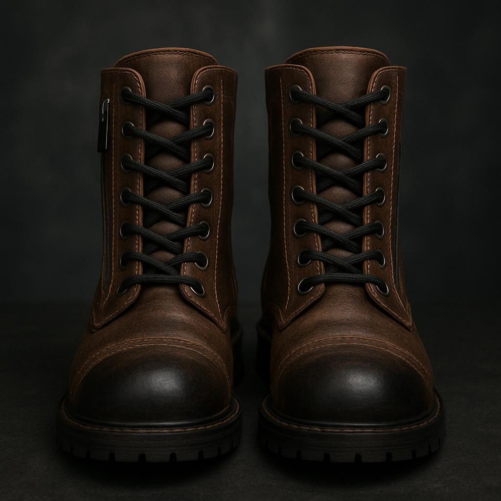 Handmade Italian Leather Boots Men's High Boots Combat Boots Brown ...