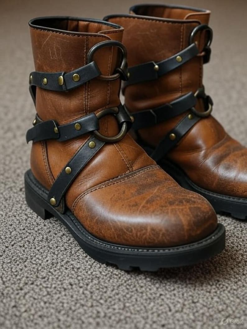 Men's Vintage FRYE HARNESS Boots Motorcycle Biker Boots ANTIQUED Gaucho ...
