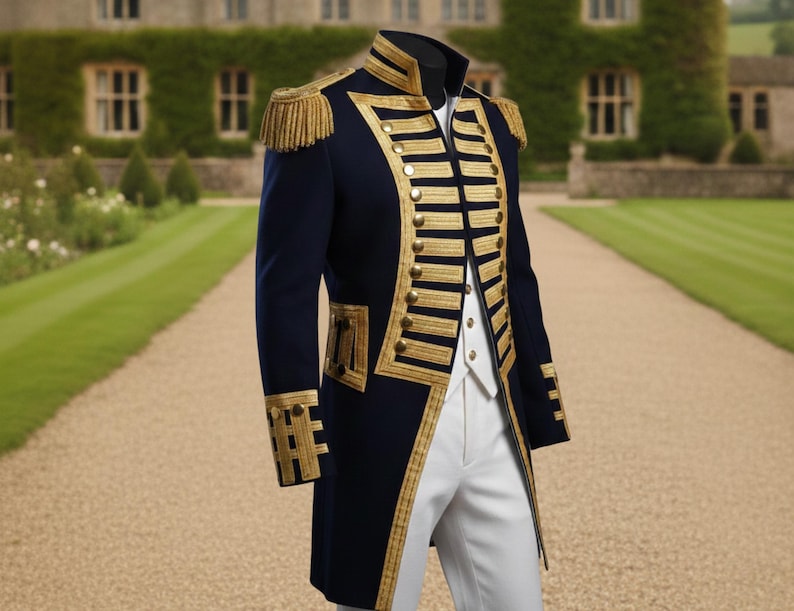 British Royal Navy Blue Vice-admiral Historical Handmade Men's Military ...