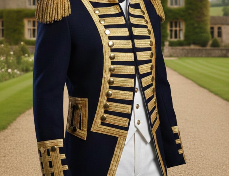 British Royal Navy Blue Vice-admiral Historical Handmade Men's Military ...