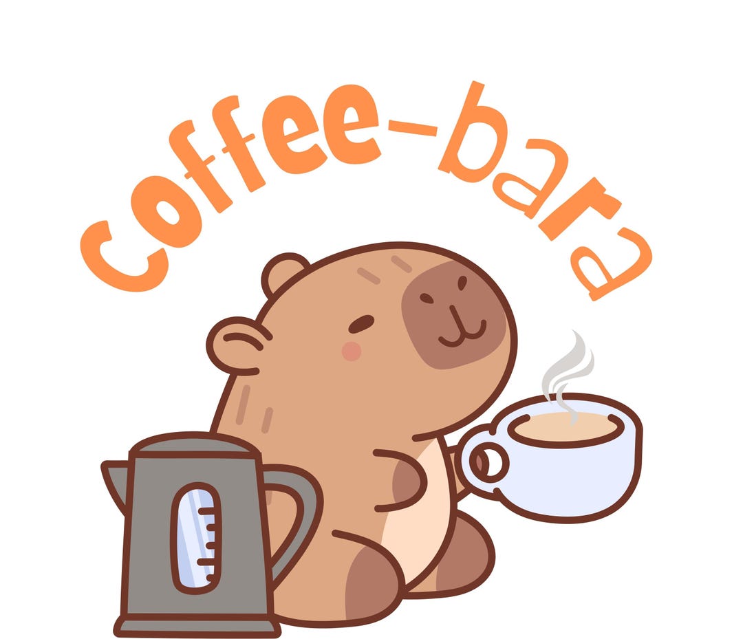 Coffee-bara Capybara Clipart: Cute Coffee Animal Pun Design (PNG Digital Download - Etsy