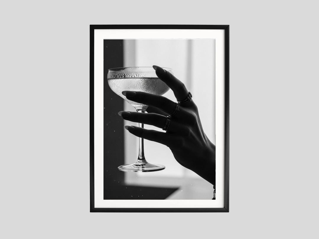 Sparkling Champagne Moment Print, Black and White Wall Art, Luxury ...