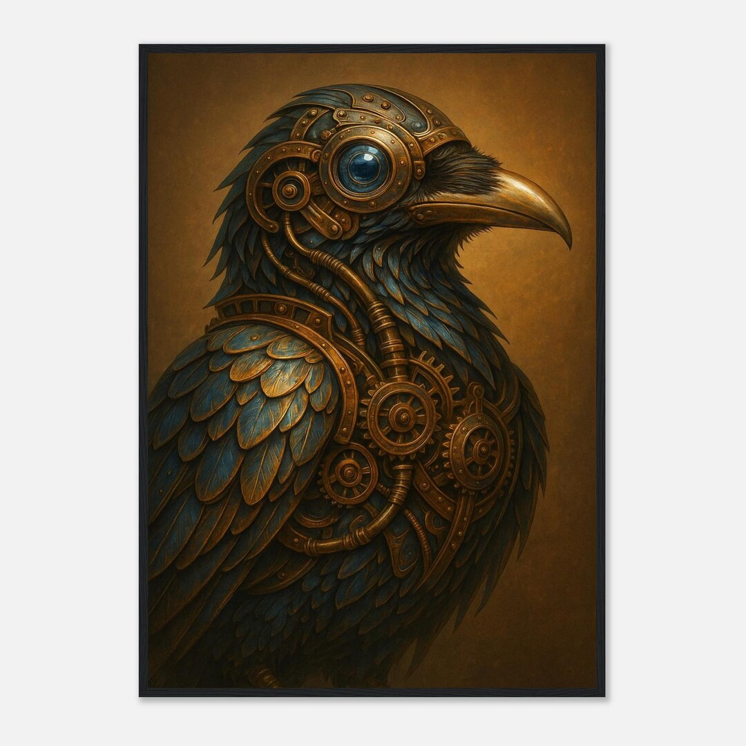 Steampunk Raven Wall Art Print – Mechanical Bird Artwork | Gothic ...