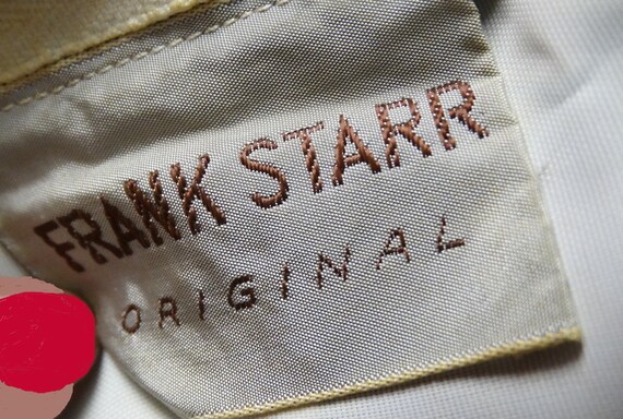 Vintage FRANK STARR 1950s Silk Dress w/ Beading Blue … - Gem