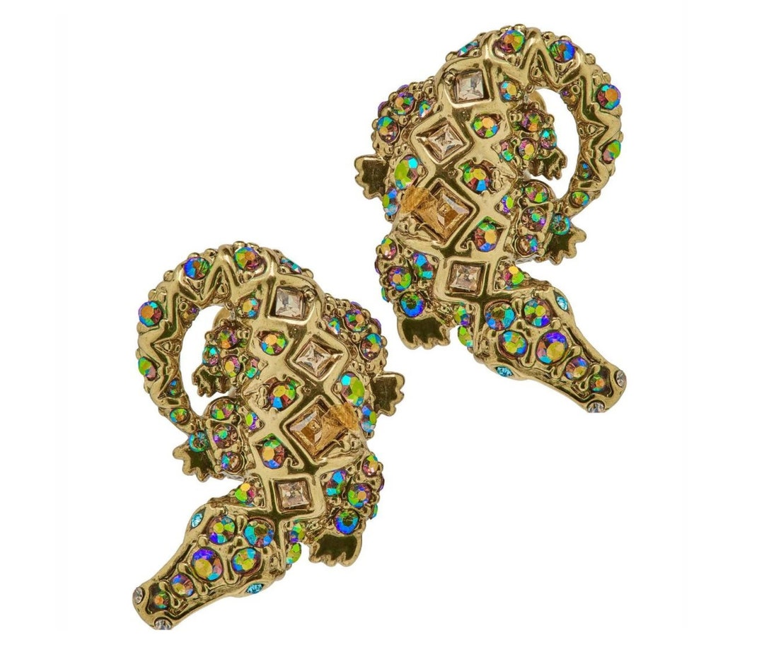 HEIDI DAUS ali-gorgeous Crystal Alligator Button Earrings NWOT Original ...