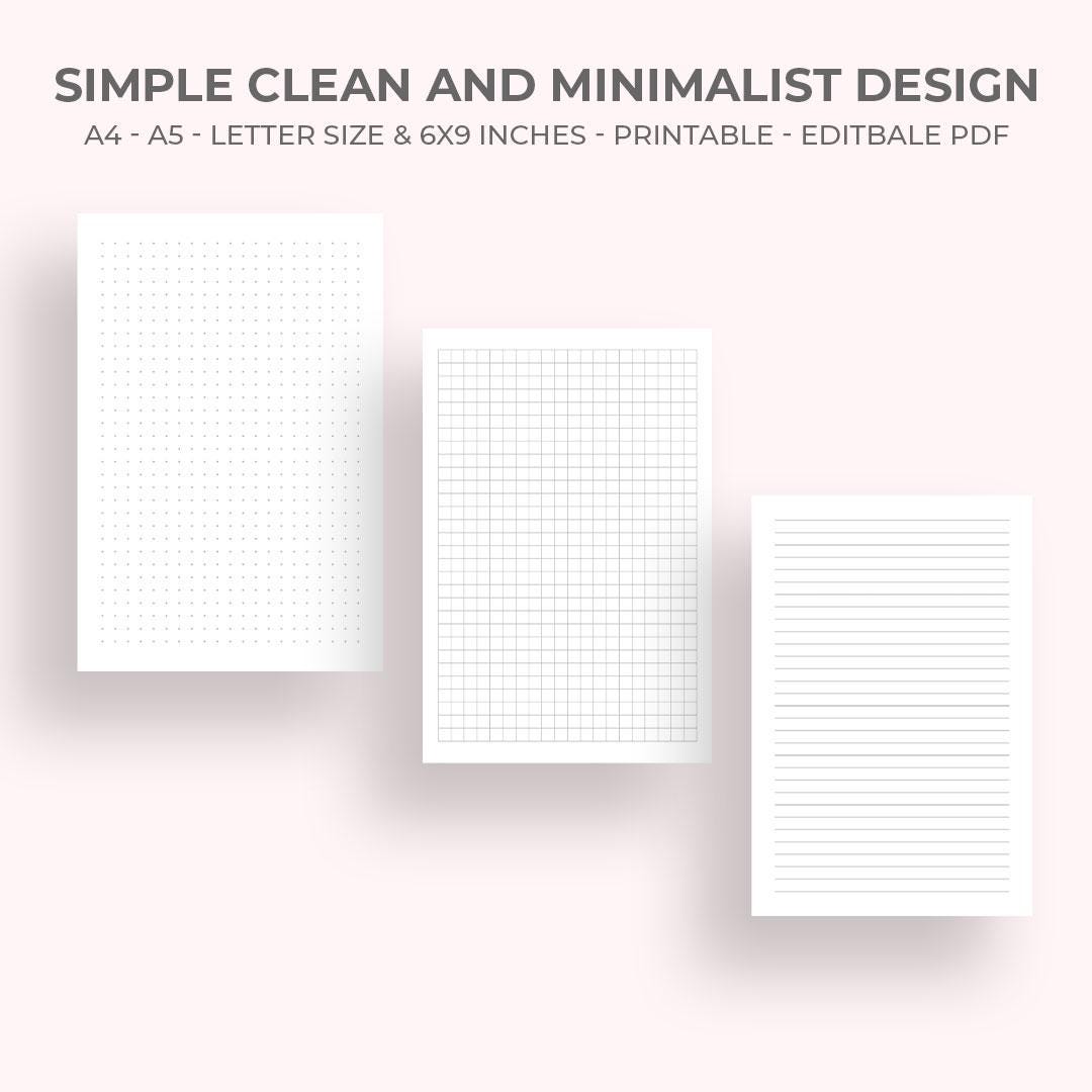 Lined, Grid & Dotted Paper Templates: Printable PDF Sizes - Etsy