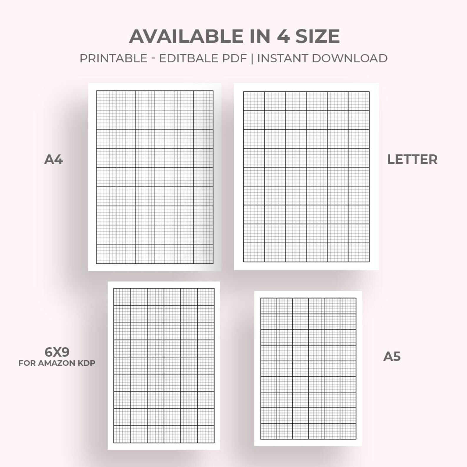 Printable Knitting Graph Paper: A4, Letter, 6x9, A5 Sizes (PDF Download ...
