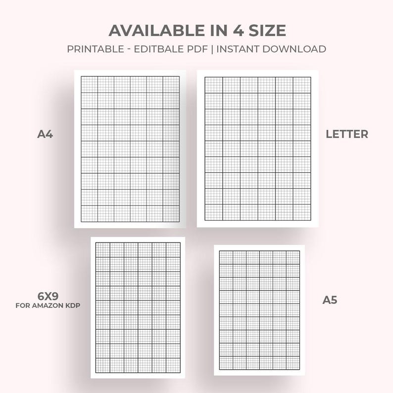 Printable Knitting Graph Paper: A4, Letter, 6x9, A5 Sizes (PDF Download ...