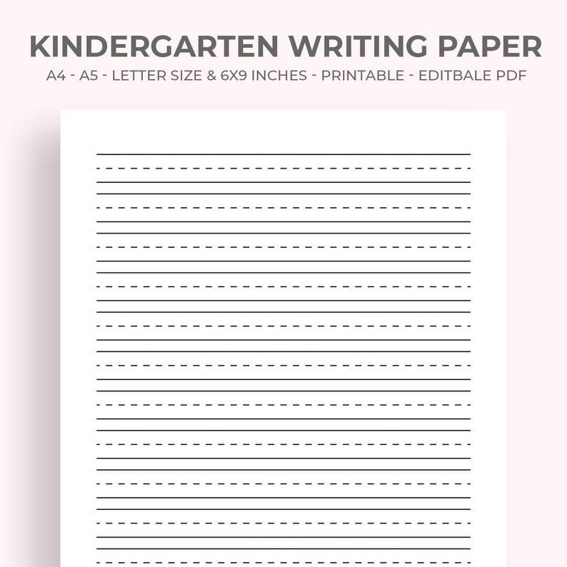 Kindergarten Writing Paper • Printable Handwriting Sheets PDF • KDP ...