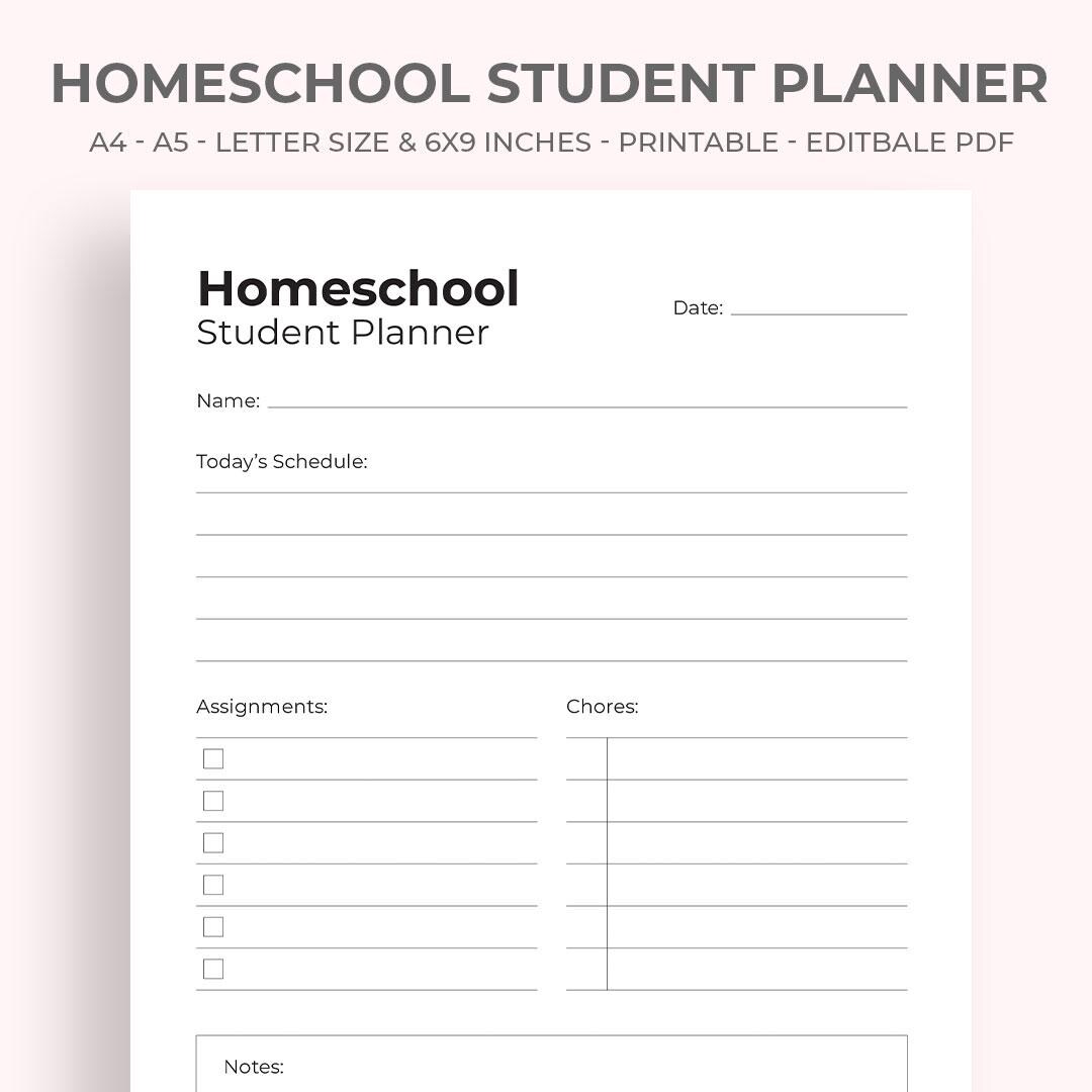 Homeschool Student Planner Printable | Daily & Lesson Schedule (PDF ...