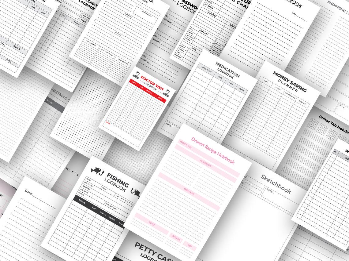 Editable KDP Planner Bundle: 100+ Low Content Journal Interiors (6x9 ...