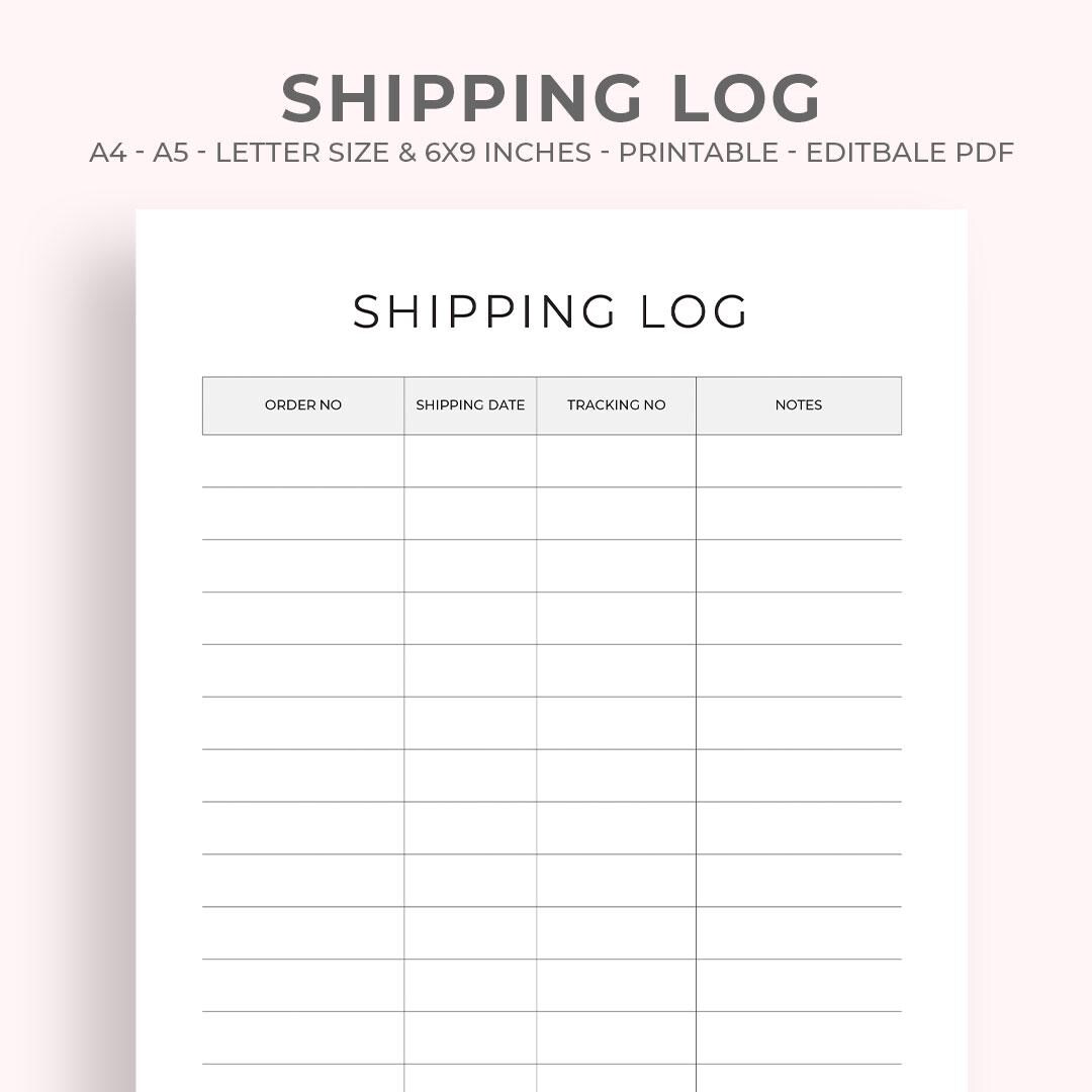 Shipping Log Printable, Order Tracker, Sales Planner (editable PDF A4 ...