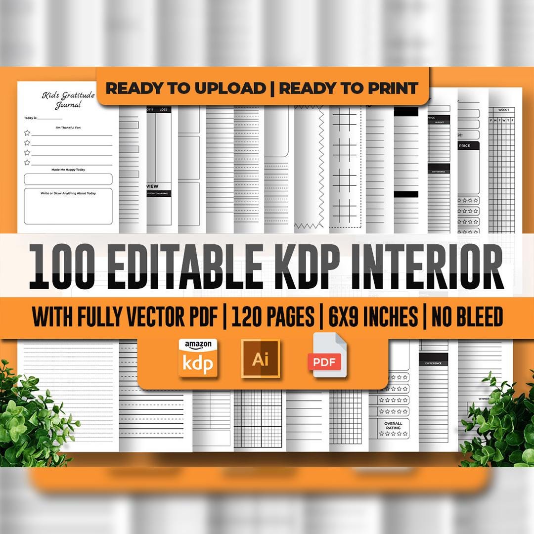 Editable KDP Planner Bundle: 100+ Low Content Journal Interiors (6x9 ...