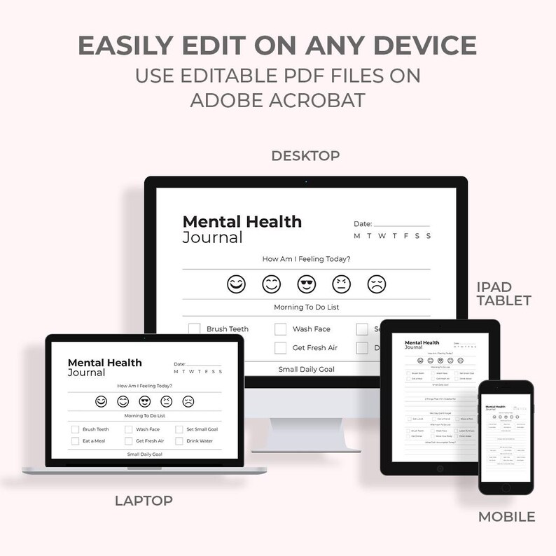Printable Mental Health Journal | Self-care Planner (PDF Download A4/a5 ...