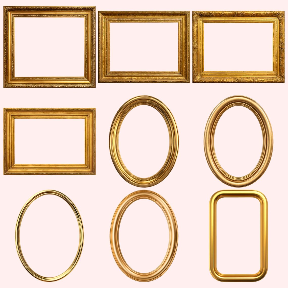 Gold Frame Clipart Bundle, Ornate Luxury Frames, 40 PNG - Etsy