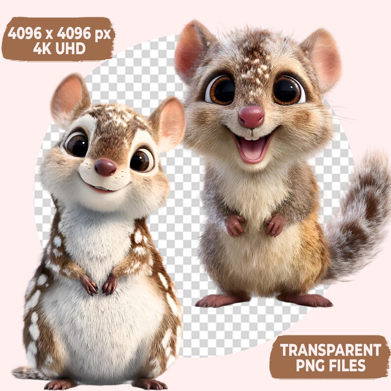 Quoll Clipart PNG Bundle, Cartoon Animal Graphics (digital Download ...
