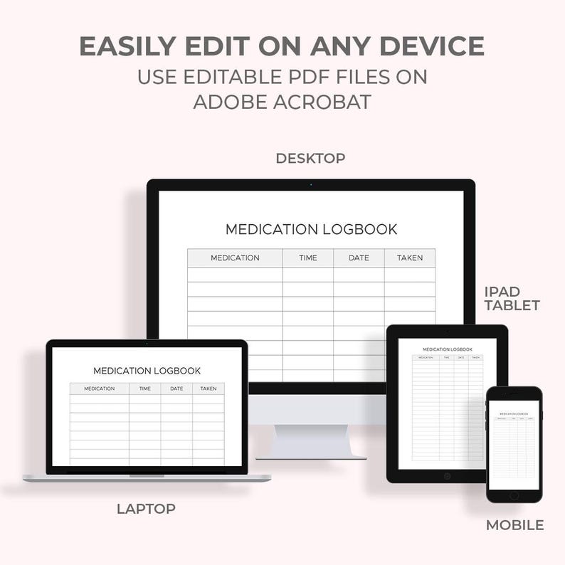 Medication Logbook: Printable Tracker, Organizer, and Chart (PDF ...