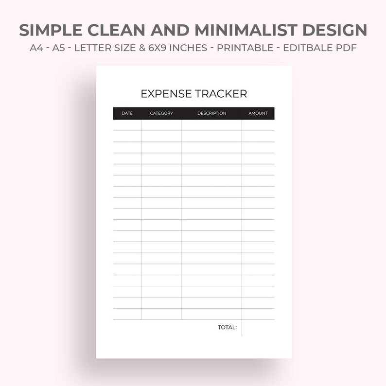 Printable Expense Tracker: Business, Personal Finance (PDF Download A4 ...