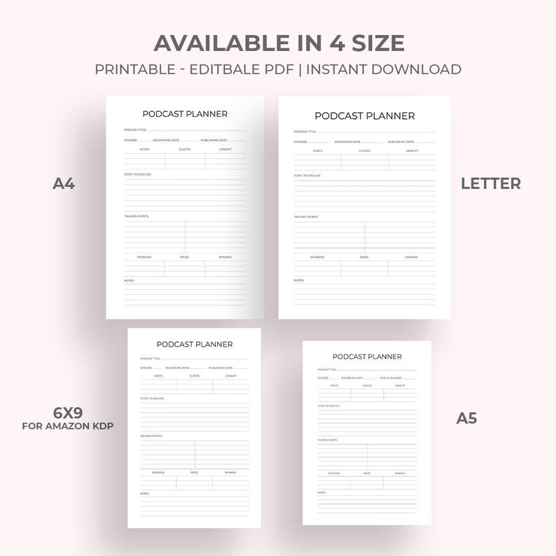 Podcast Planner Printable: Digital Content Organizer & Checklist (PDF ...