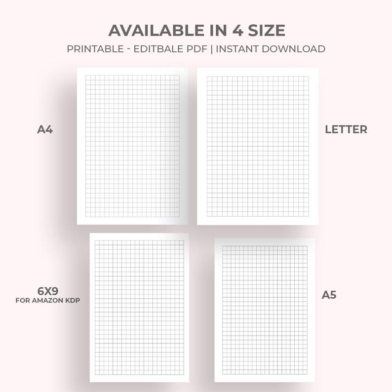 Printable Graph Paper PDF, Blank Grid Paper Notebook for Math ...