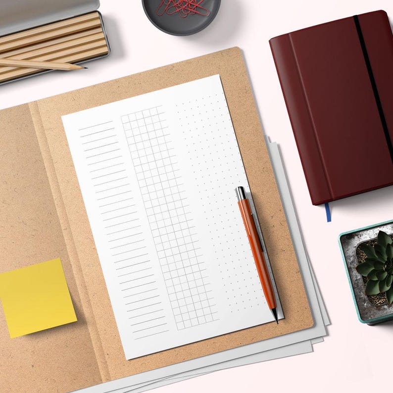 Lined, Grid & Dotted Paper Templates: Printable PDF Sizes - Etsy