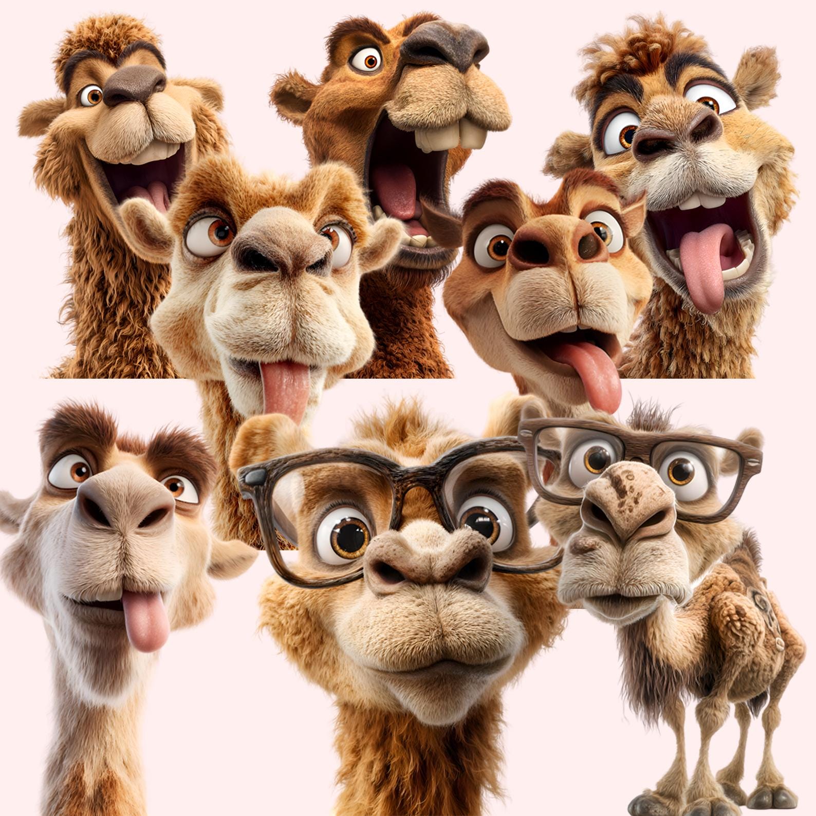 Funny Camel Clipart Bundle – 60 Kawaii Animal Pngs (digital Download ...