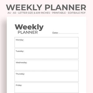 Printable Weekly Planner Template: A4, Letter, 6x9, A5 PDF - Etsy