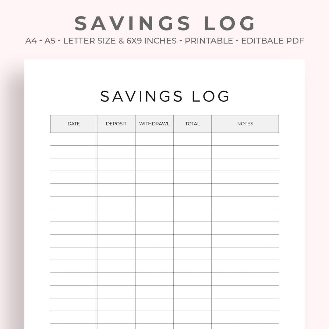 Savings Tracker Printable: Financial Planning Worksheets (A4, Letter ...