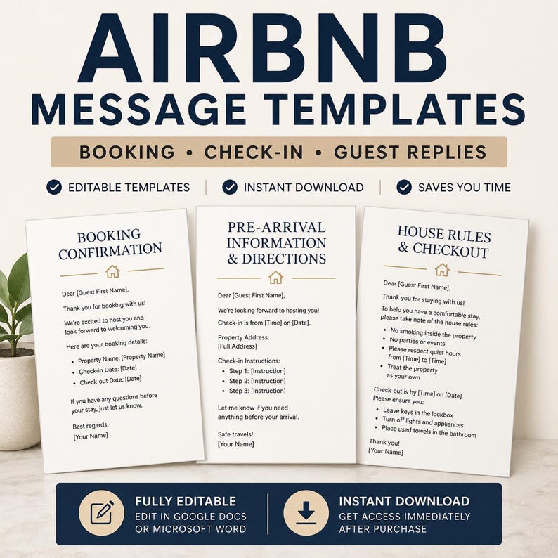 Airbnb Message PDF Templates UK | Guest Communication, Booking Replies ...