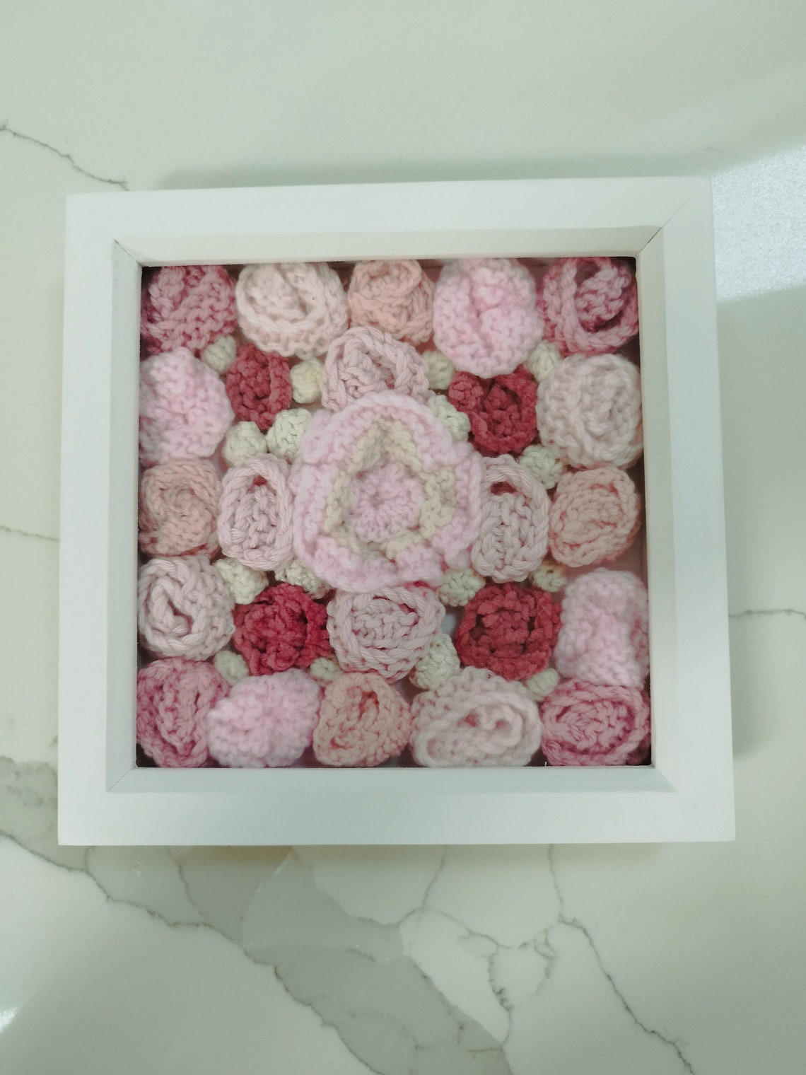Handmade Knitted Flowers | 3D Box Frame | Craft Item - Etsy
