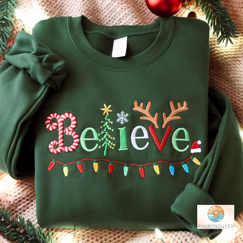 Embroidered Believe Sweatshirt, Tis the Season Embroidery Shirt, Merry ...