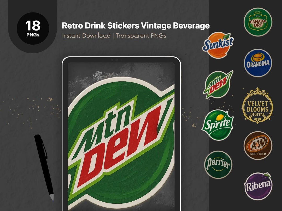 Vintage Beverage Sticker Pack (digital Download) - Etsy