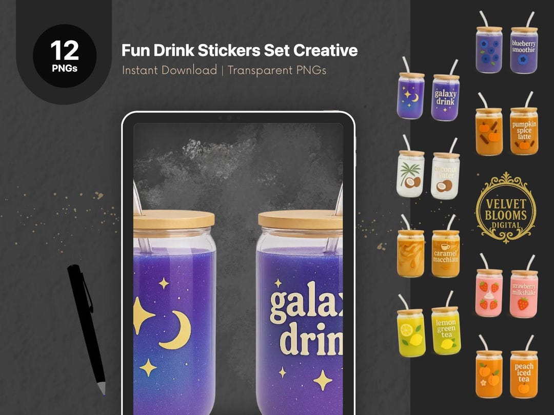 Creative Drink Sticker Pack for Your Projects (digital Download) - Etsy
