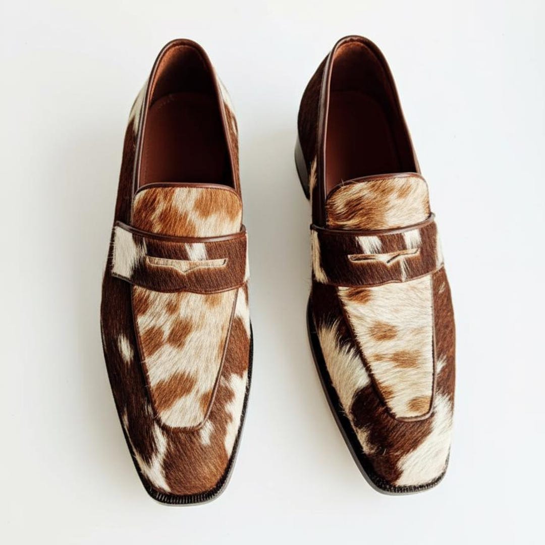 Handmade Original Cowhide Loafers – Genuine Hair-on Leather Slip-on ...