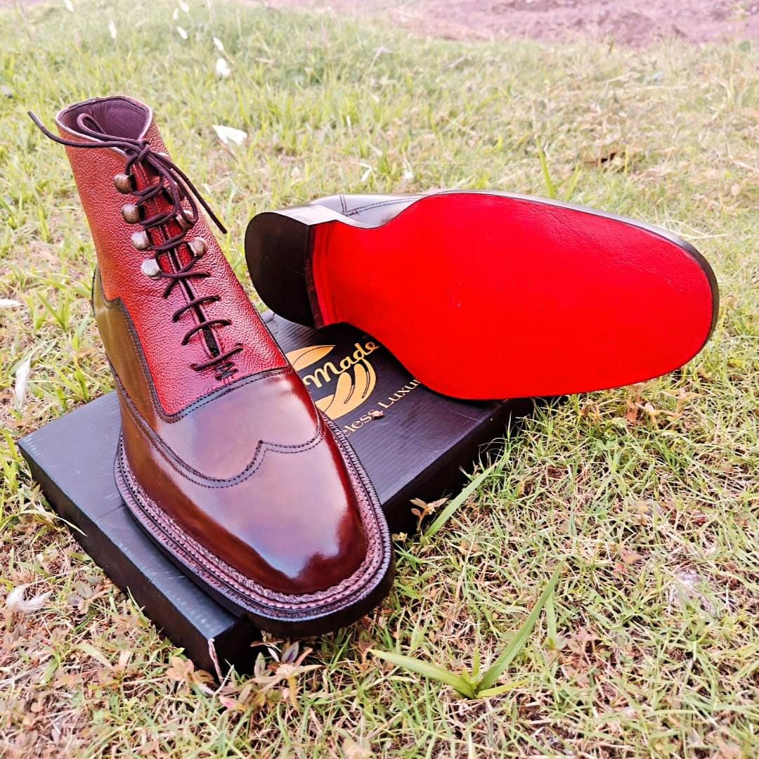 Handmade Wingtip Norwegian Welt Boots – Double Leather Sole, Goodyear ...