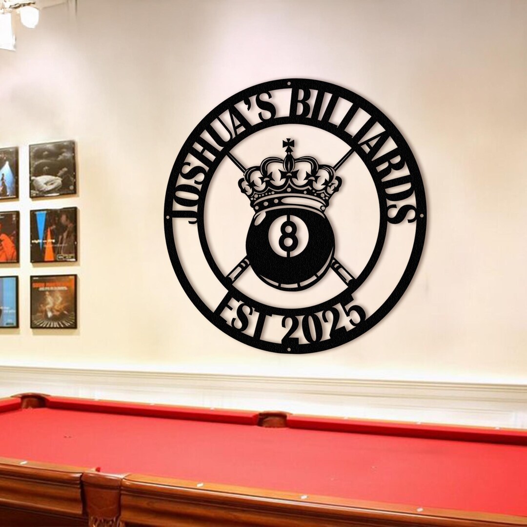 Custom 8 Ball Billiards Metal Wall Art, Pool Player Metal Wall, Sports ...