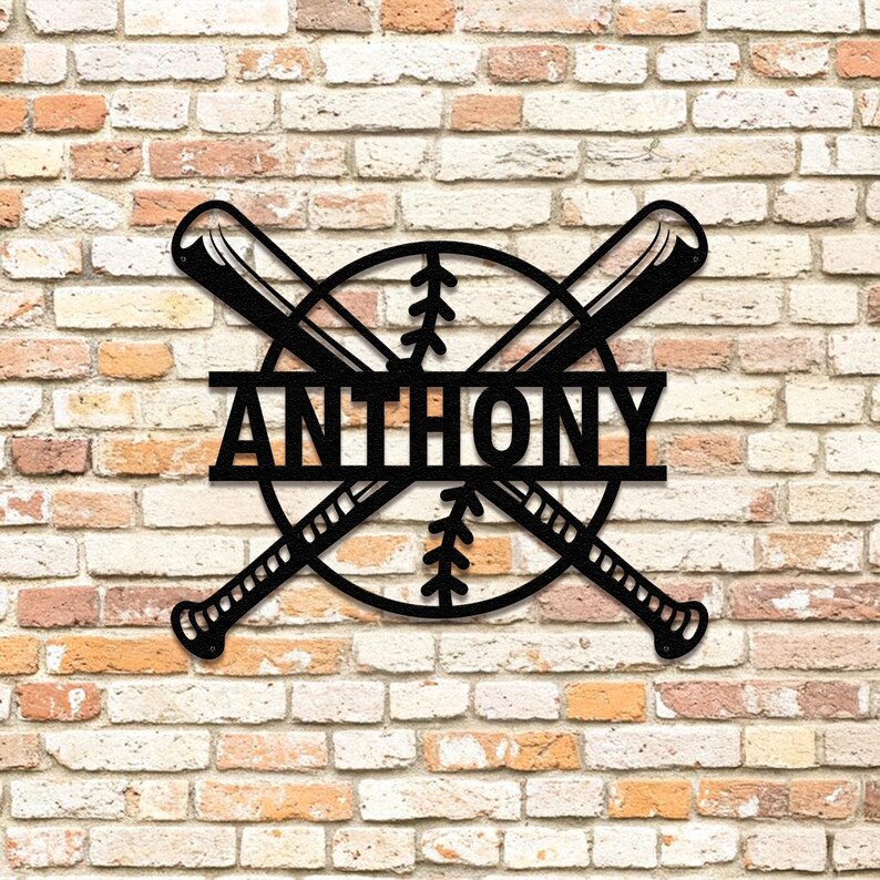 Custom Baseball Bat Metal Sign With LED Light for Kids or Sports Room ...