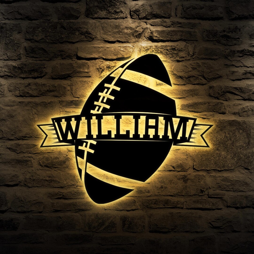 American Football Metal Sign, Football Metal Wall Art Witled Light ...