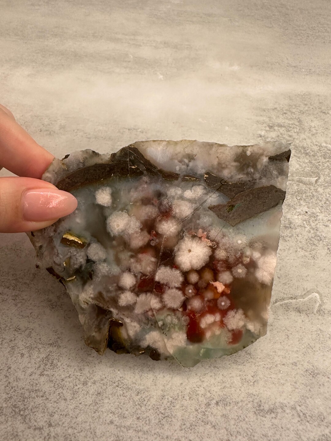 90*100mmflower Agate Slab - Raw Crystal Slice - Chalcedony Jade 100% ...