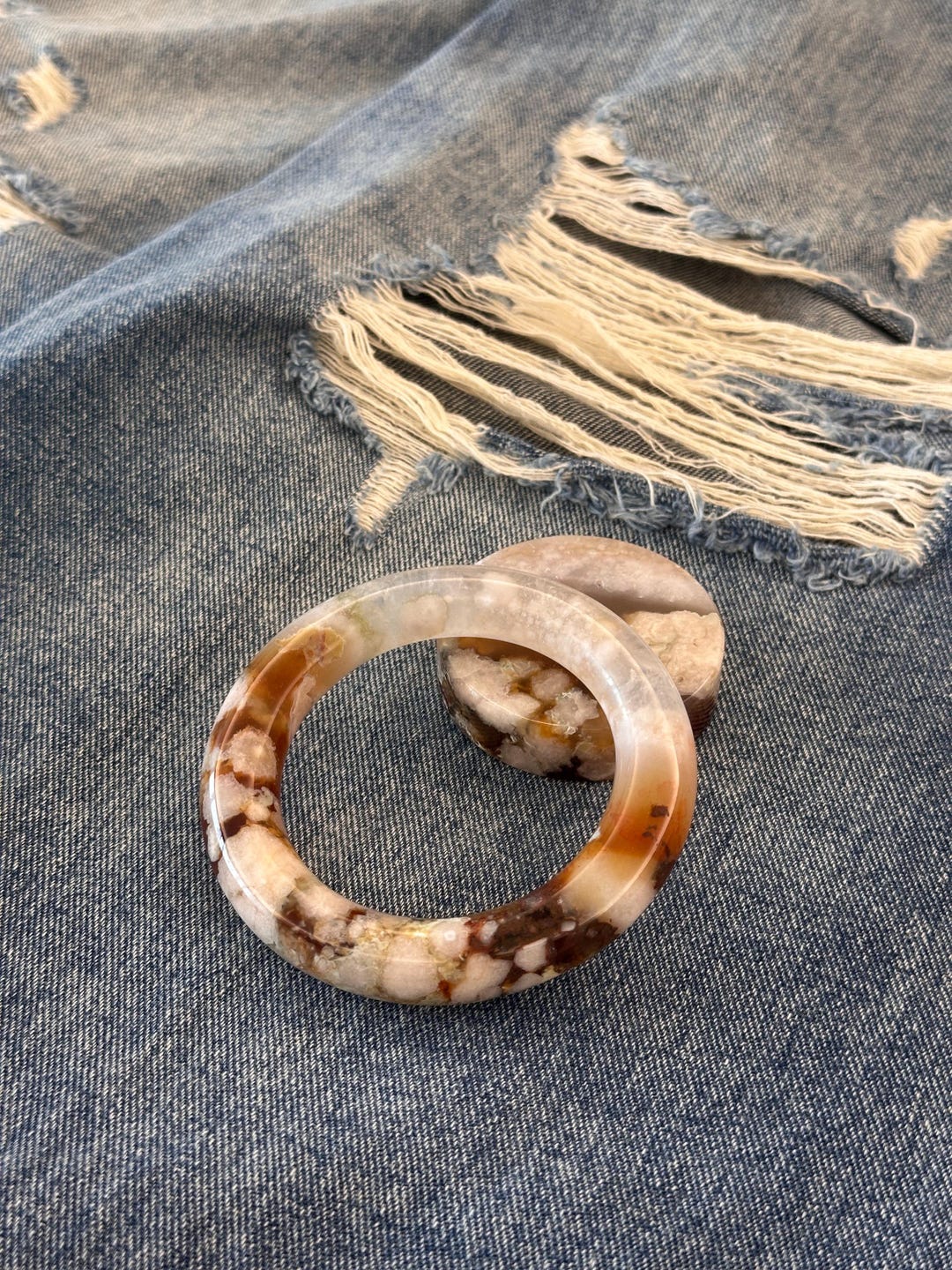 Pulsera única de jade y ágata con flor natural de 55,4 mm, piedra ...