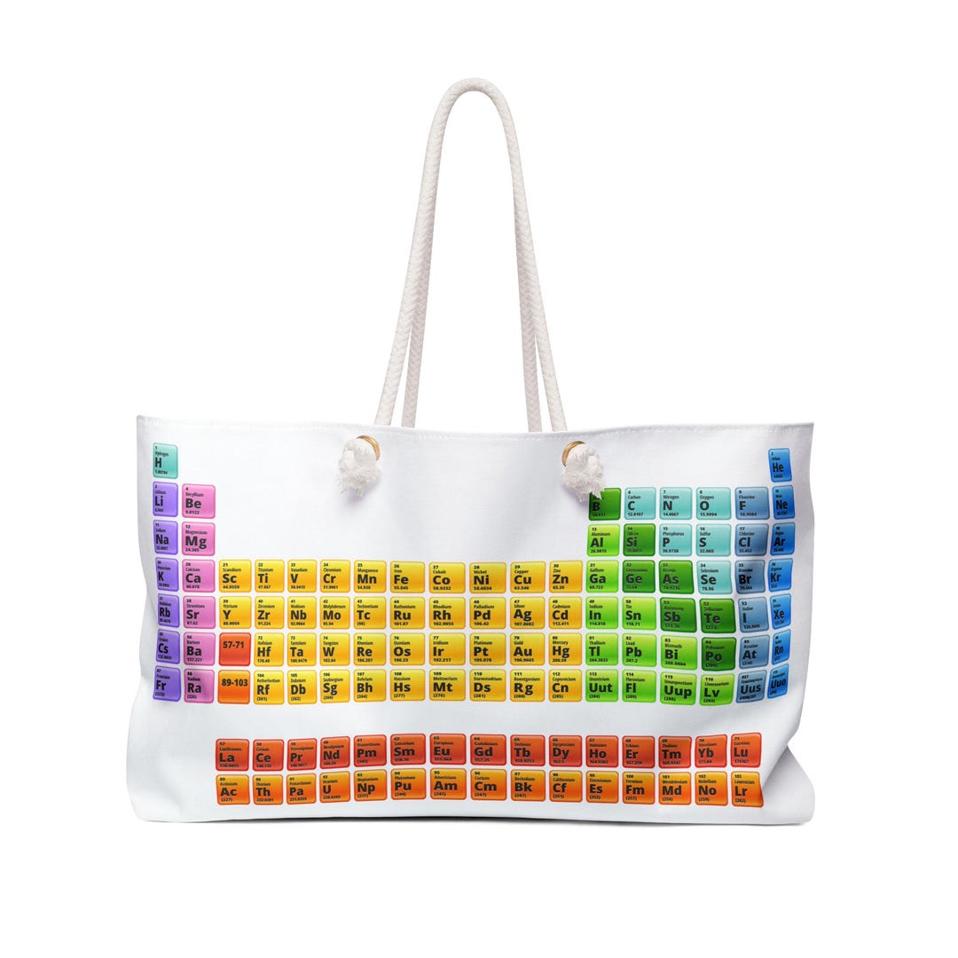 Periodic Table Weekender Bag: Colorful Science Tote, Gift for Chemistry ...