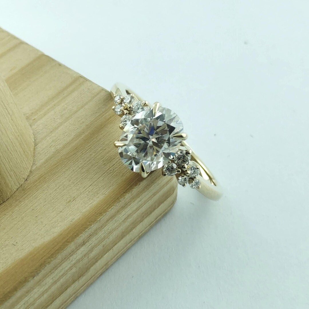 Oval Cut Moissanite Engagement Ring, 10K 14K 18K Gold Silver Bubble ...