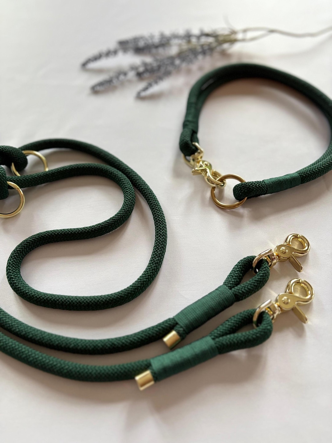 Rope Leashes & Rope Collars for Dogs - Emerald | Handmade | Length 200 ...