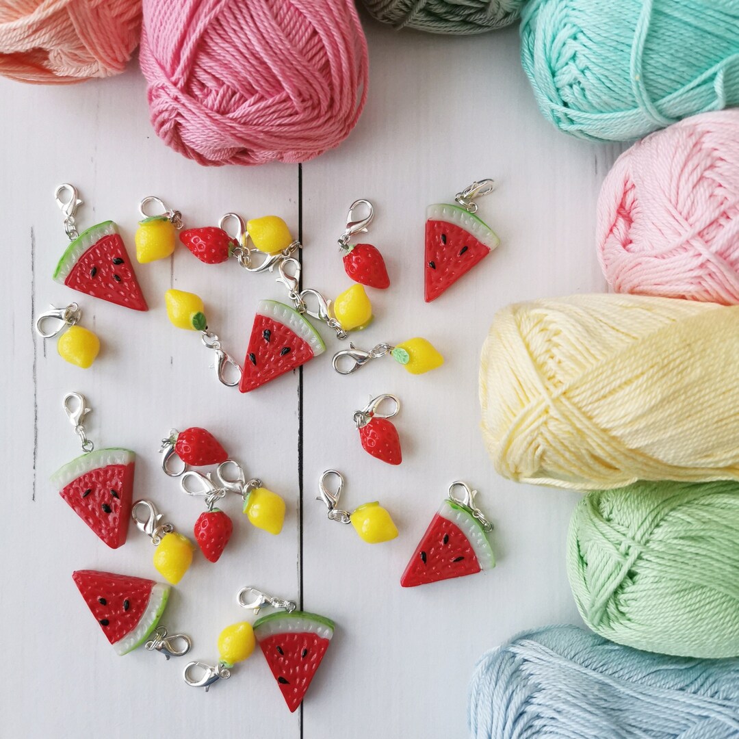 Fruit Stitch Marker: Strawberry, Lemon, Watermelon - Knitting Crochet ...